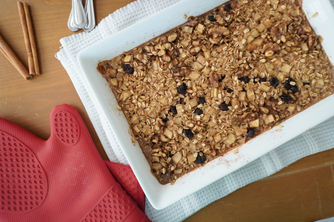 Baked Sprouted Oatmeal with Apples and Cranberries - Nourish Yourself